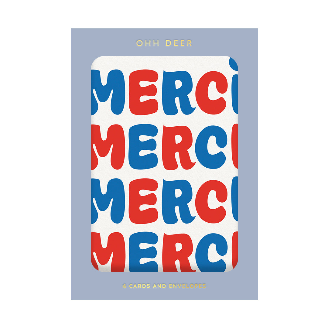 Thank You Merci Merci Greeting Cards (Pack of 6) – Ohh Deer