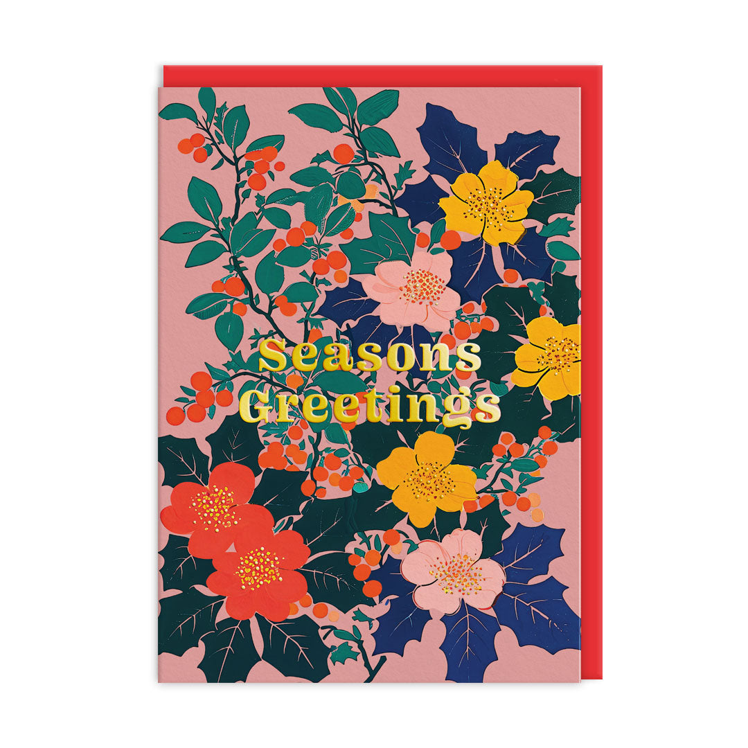 Festive Floral Seasons Greetings Card – Ohh Deer